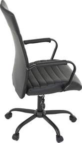 Autronic Kancelářská židle, černá ekokůže, houpací mech, kolečka pro tvrdé podlahy, černý kov KA-V306 BK