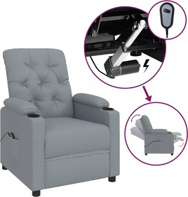 Elektrické polohovací křeslo světle šedé textil 3098839