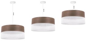 Light Home Závěsné svítidlo Wood, 1x hnědá ořechová dýha/bílé plastové stínítko, (fi 44cm)