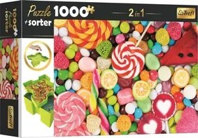 Trefl - Puzzle - 2v1 Sladkosti s třídičem / 1000 dílků / 68.3 x 48 cm