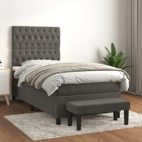 Box spring postel s matrací tmavě šedá 90x200 cm samet,  3138002