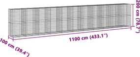 Gabionový koš s víkem 1 100 x 100 x 200 cm pozinkované železo 3295245