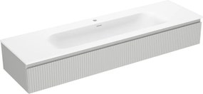 Mexen Rivel, koupelnová skříňka 140 cm s umyvadlem Vela, 1 zásuvka, drážkovaná, šedá matná/bílá, 91A20-16023-1-BF62-W23M01