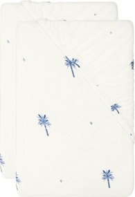 Livarno® Sada žerzejových napínacích prostěradel, 90–100 x 200 cm, 2dílná, palmy