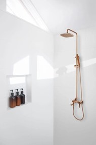 Invena Trend, sprchová baterie se sprchovým sloupem s horní a ruční hlavicí, měděná matná, INV-AU-05-B14-V
