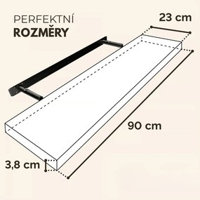 Nástěnná police FIGO + konzole, 90cm, bílá Casaria