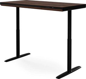 Elektrický psací stůl sit-stand se zásuvkou a bezdrátovou nabíječkou Qi černý/ořech, 1400 mm: ELLIS