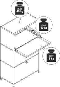 Tchibo - Kovový regál CN3 se 3 výklopnými dvířky - barva: černá