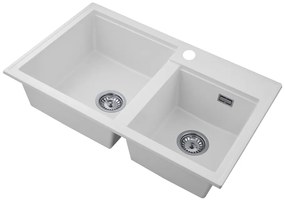 Gamma Modern 8020, 2-komorový granitový dřez 795x495x210 mm, bílá, GMA-ZLE000032