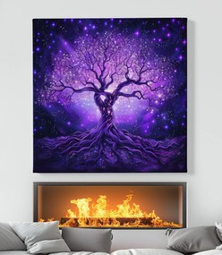 Obraz na plátně - Strom života Purpurová aura FeelHappy.cz Velikost obrazu: 60 x 60 cm