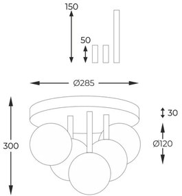Zuma Line 5645 - Přisazený lustr ALI 5xG9/40W/230V