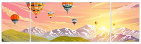 Obraz balónů nad krajinou (170x50 cm)
