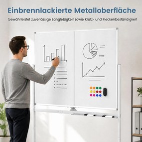 Costway Oboustranná magnetická tabule 120 × 90 cm na stojanu, černá