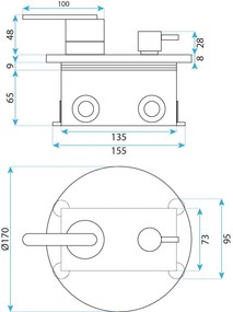Sprchový komplet REA ONTARIO + BOX s podomítkovou baterií, kartáčovaná měď