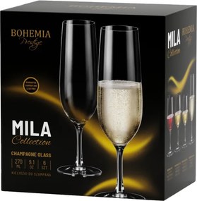 BOHEMIA PRESTIGE MILA SKLENICE NA ŠAMPANSKÉ 270ML SADA 6KS