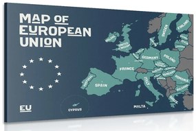 Obraz naučná mapa s názvy zemí evropské unie - 120x80 cm