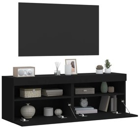 Nástěnné TV skříňky s LED osvětlením 2 ks černé 60 x 30 x 40 cm
