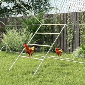 PawHut Dřevěný rám na hraní pro kuřata, hřiště pro kuřata s hrazdičkami, nastavitelná houpačka, 82 x 150 x 110 cm stříbrný