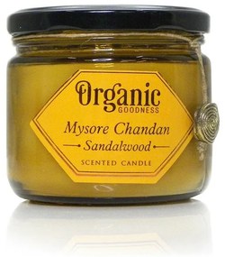 Přírodní vonná sojová svíčka 200g v jantarovém skle, Mysore Chandan - Sandalwood