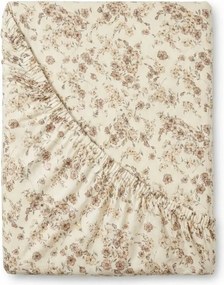 Kvalitex Bavlněné napínací prostěradlo Kvítí béžová, 100 x 200 cm