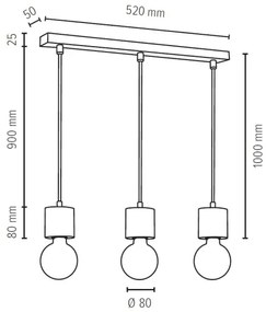 Spot-Light 71689304 - Lustr na lanku PINO 3xE27/60W/230V