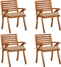 vidaXL Zahradní židle s poduškami 4 ks masivní akáciové dřevo [3075197] Barva: vínová červená