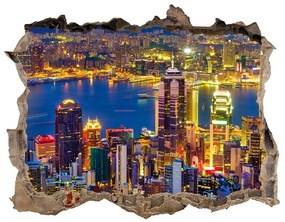 Wallmuralia Fototapeta díra na zeď 3D Hongkong noc 95x64 cm