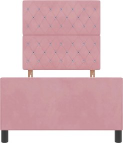Postel s boxspringem s čelo Růžová 90 x 190 cm samet 3344848