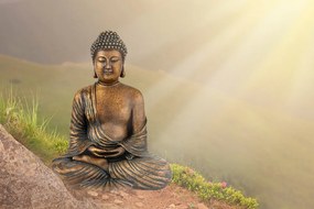 Samolepící tapeta socha Buddhy v meditující poloze - 300x200 cm