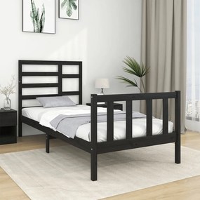 vidaXL Rám postele masivní dřevo 75 x 190 cm malé jednolůžko [3105889] Barva: Černá