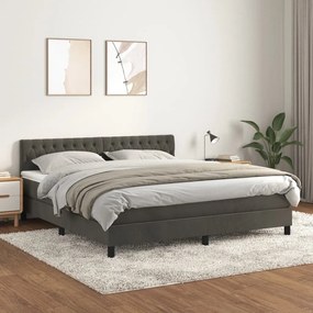Box spring postel s matrací tmavě šedá 180x200 cm samet