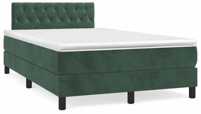 Box spring postel s matrací a LED tmavě zelená 120x190 cm samet,  3270174