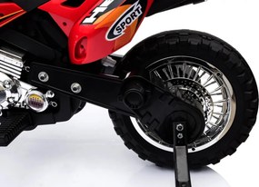 Ramiz Dětská motorka Cross na baterie červená + pomocná kolečka + LED zvuky