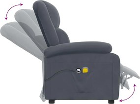 Elektrické masážní křeslo tmavě šedé samet 3098405