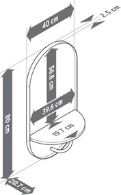 Tchibo - Nástěnné zrcadlo s policí a šatní tyčí - barva: bílá