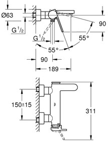 GROHE 33553AL3 - Vanová baterie PLUS grafit