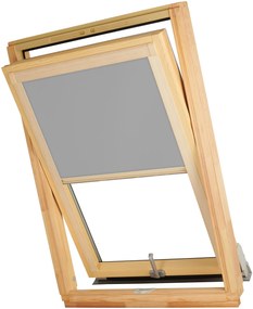 Dekodum Termoizolační roleta na střešní okno typu FAKRO 78x140 Barva látky: Grey Silver, Barva profilu: Borovice