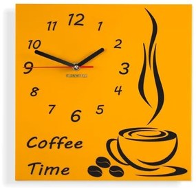 Kuchyňské nástěnné hodiny Coffee Time oranžová