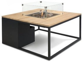 Stůl s plynovým ohništěm COSI- typ Cosiloft 100 černý rám / deska teak