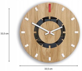 Dřevěné nástěnné hodiny Atena 33 cm červené/bílé