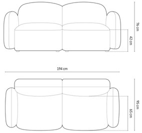MUZZA Dvoumístná pohovka Claire 194 cm chenille oranžová