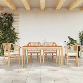 vidaXL 5dílný zahradní jídelní set masivní teakové dřevo [3155767] Barva: Krémová bílá