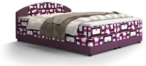 Manželská postel Boxspring 140 cm Orlando (vzor + fialová) (s matrací a úložným prostorem). 1047277