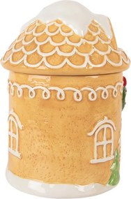 Hnědá keramická dóza perníková chaloupka - Ø 13*17 cm