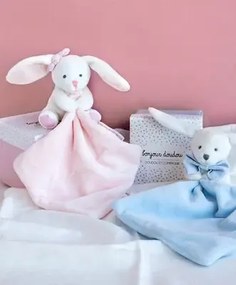 Doudou Dárková sada růžová - králíček s muchláčkem 10 cm / od 0 let