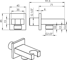 Sapho AQ591 držák sprchy s vyústěním chrom