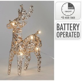 Vánoční svítící sob Champagne, 21 x 14 cm, 30 micro LED, na baterie, 14 cm