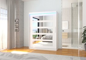 Posuvná skříň se zrcadlem a LED osvětlením MURANI 150