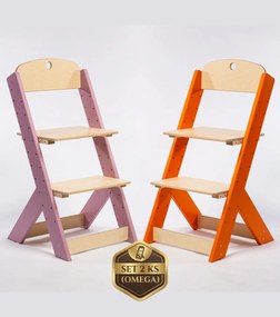 Lucas Wood Style - rostoucí židle OMEGA III zvýhodněný set 2 ks - lila +  oranžová