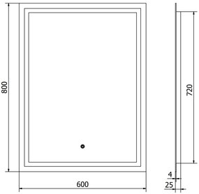 Mexen Miko, LED koupelnové zrcadlo s podsvícením 60 x 80 cm, 6000K, ochrana proti zamlžování, 9819-060-080-611-00